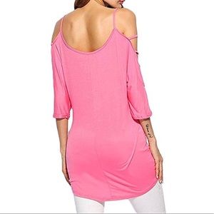 Boutique | Tops | Hot Pink Cut Out Off Shoulder Tunic Top | Poshmark